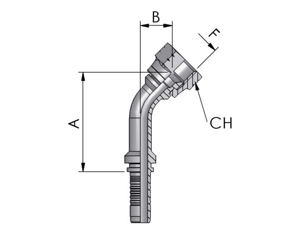 JIC FEMALE 45° ELBOW, 37° CONE Hydraulic Fitting